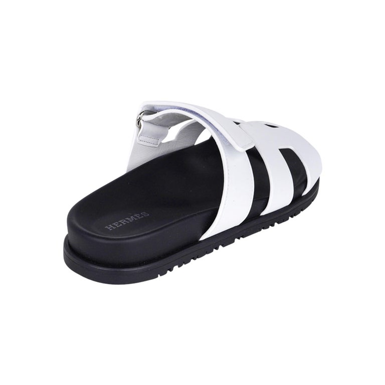 Hermes Chypre White Calfskin Sandal 40.5 / 10.5 For Sale at 1stDibs