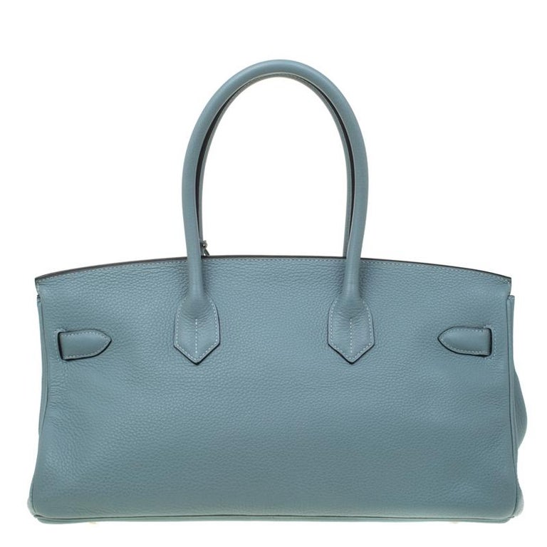 Hermes Ciel Clemence Leather Palladium Hardware Shoulder Birkin 42 Bag ...