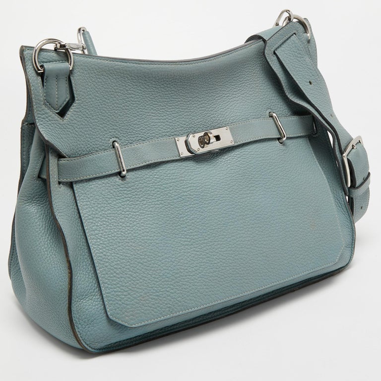 Hermes Ciel Taurillon Clemence Leather Palladium Finish Jypsiere 34 Bag ...