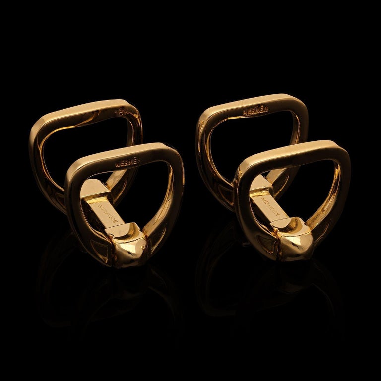 Hermes circa 1950s Pair of 18ct Gold Stirrup Cufflinks French For Sale ...