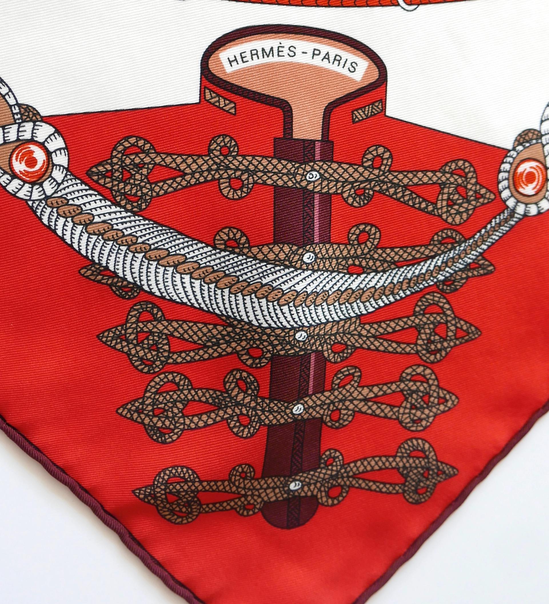 Hermes Circus Scarf Red Silk For Sale at 1stDibs