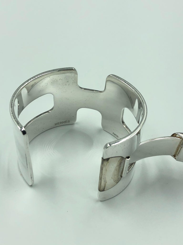Hermés Sterling Silver Cuff Bracelet For Sale at 1stDibs | silver bangles