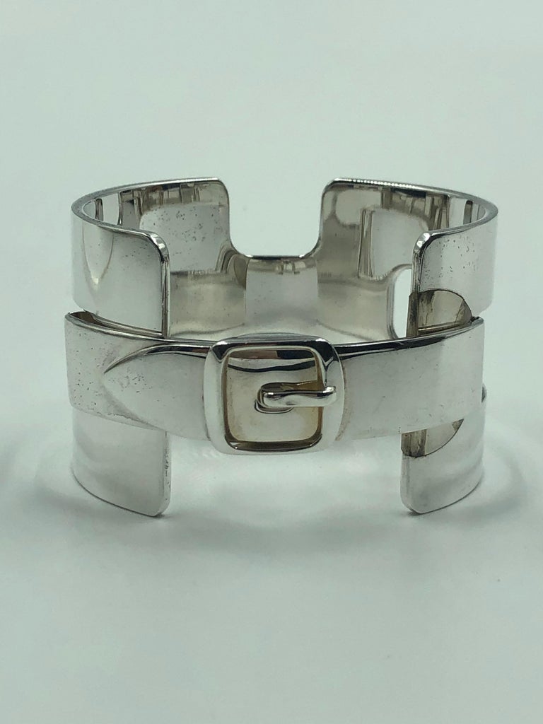 Hermés Sterling Silver Cuff Bracelet For Sale at 1stDibs | silver bangles