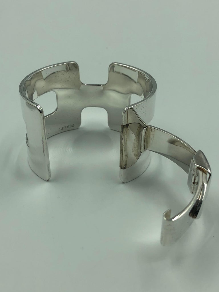 Hermés Sterling Silver Cuff Bracelet For Sale at 1stDibs | silver bangles