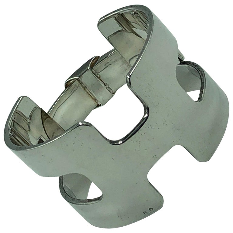 Hermés Sterling Silver Cuff Bracelet For Sale at 1stDibs | silver bangles