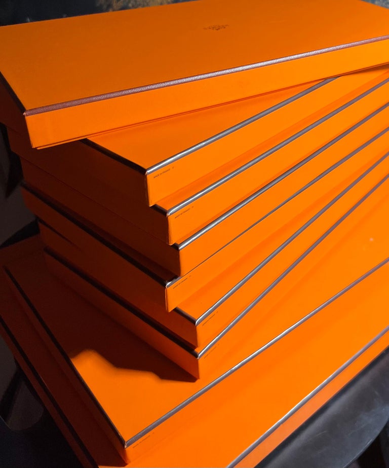 Hermès Classic Orange Rectangular Box Set of 9, with Hermès Ribbons ...