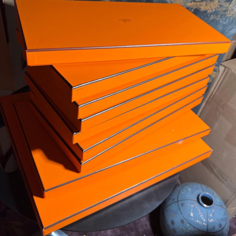 Hermès Classic Orange Rectangular Box Set of 9, with Hermès Ribbons ...