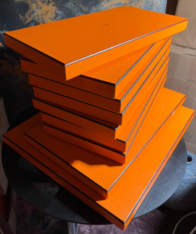Hermès Classic Orange Rectangular Box Set of 9, with Hermès Ribbons ...