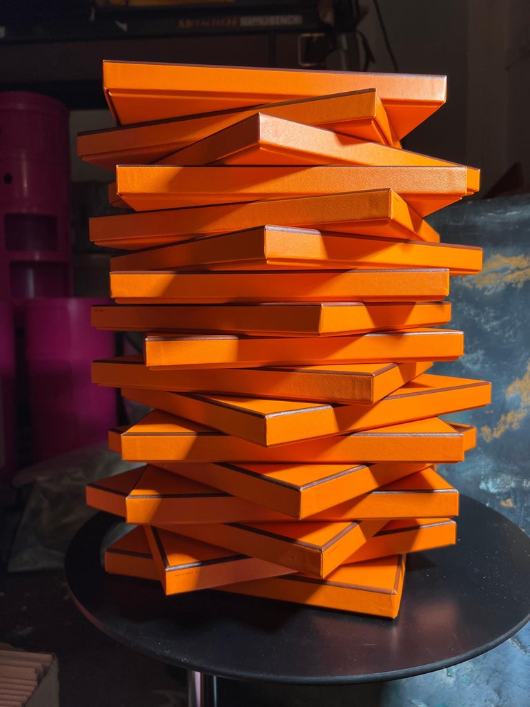 Hermès Classic Orange Square Box Set of 17 with Hermès Ribbons, France ...