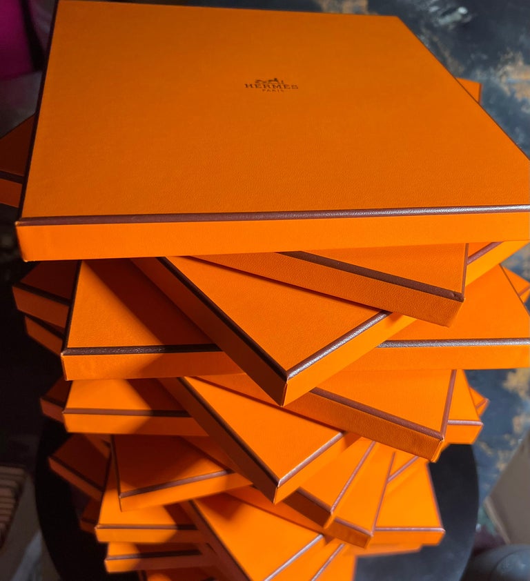 Hermès Classic Orange Square Box Set of 17 with Hermès Ribbons, France ...
