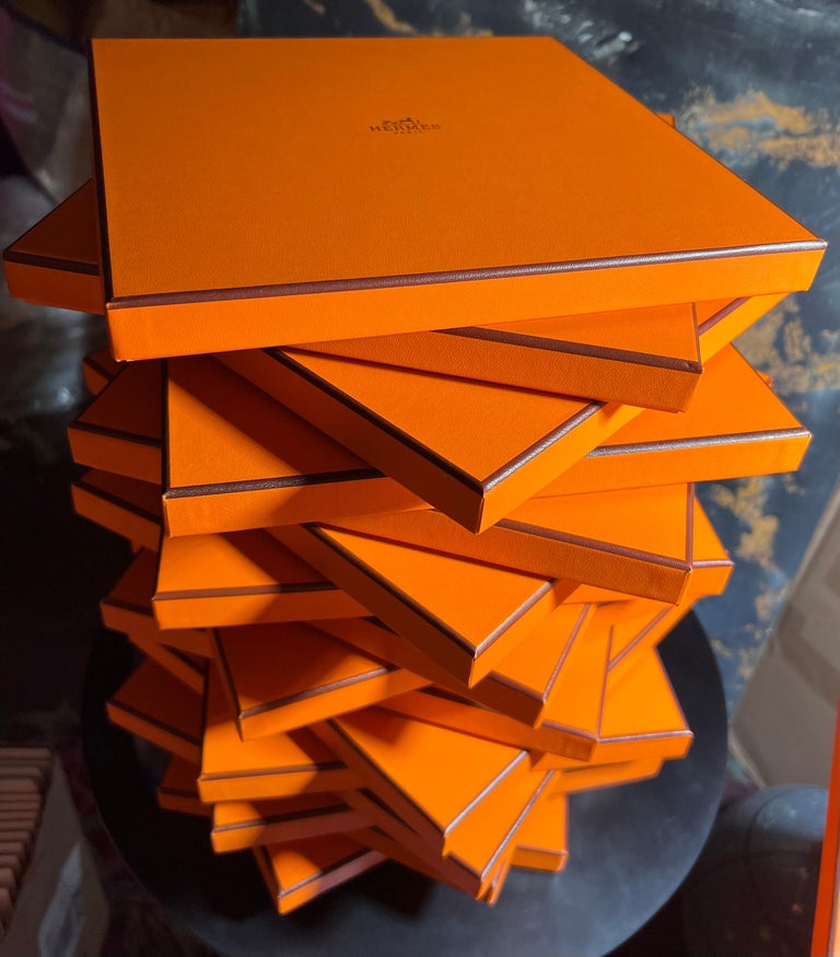 Hermès Classic Orange Square Box Set of 17 with Hermès Ribbons, France ...