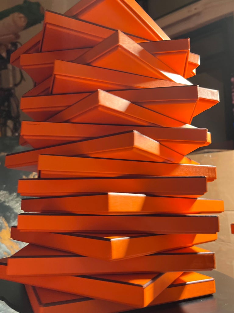 Hermès Classic Orange Square Box Set of 17 with Hermès Ribbons, France ...