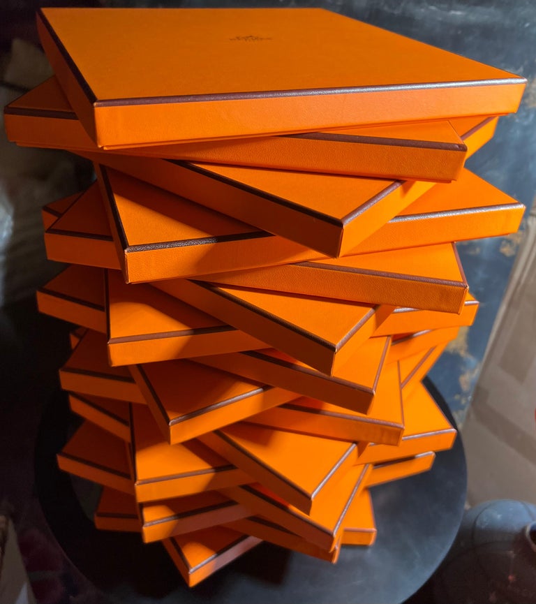 Hermès Classic Orange Square Box Set of 17 with Hermès Ribbons, France ...