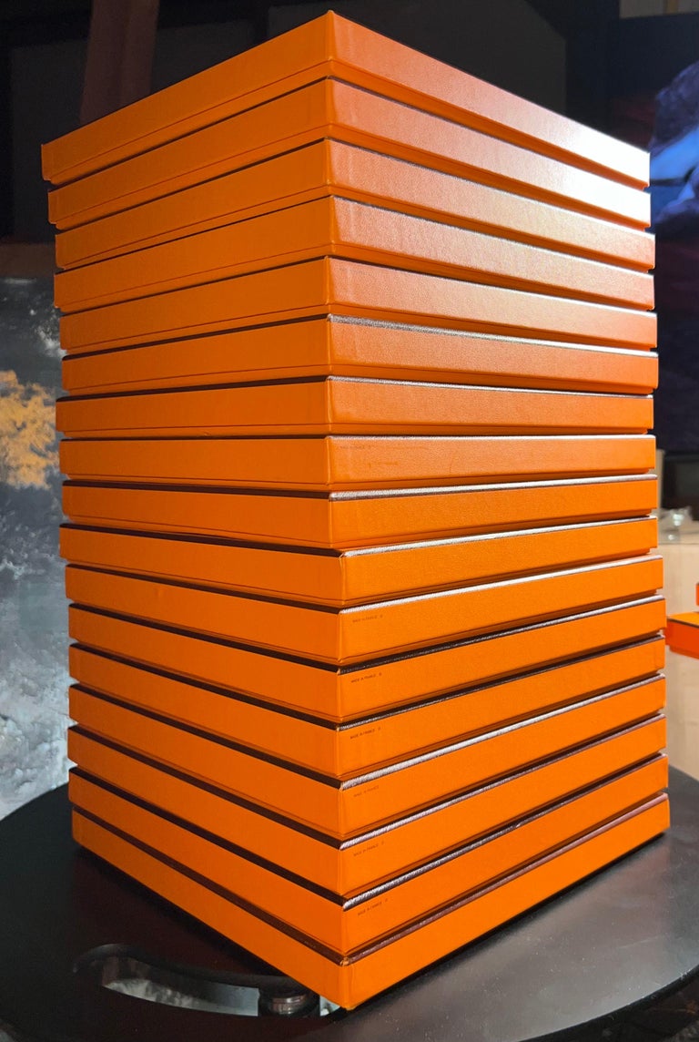 Hermès Classic Orange Square Box Set of 17 with Hermès Ribbons, France ...