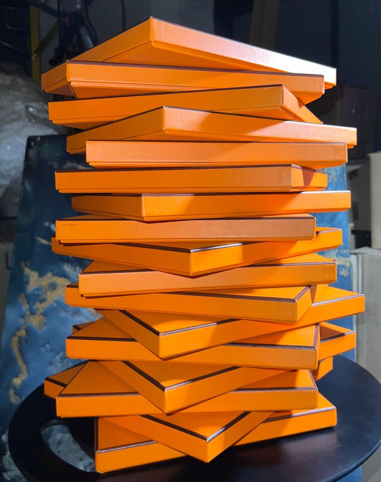 Hermès Classic Orange Square Box Set of 17 with Hermès Ribbons, France ...