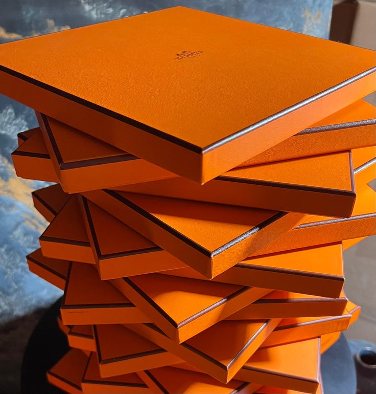 Hermès Classic Orange Square Box Set of 17 with Hermès Ribbons, France ...