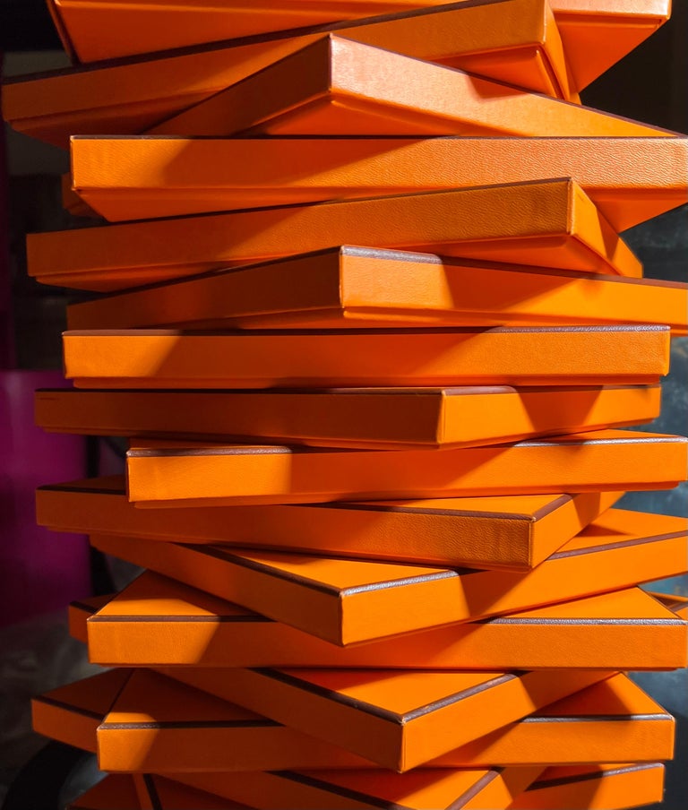 Hermès Classic Orange Square Box Set of 17 with Hermès Ribbons, France ...