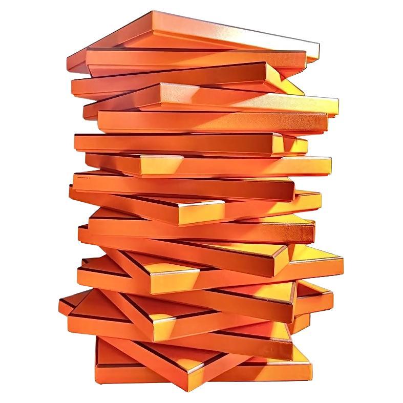 Hermès Classic Orange Square Box Set of 17 with Hermès Ribbons, France ...