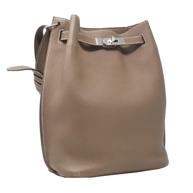 Hermes Clemence So Kelly 22 Toupe Leather Shoulder Bag at 1stDibs ...