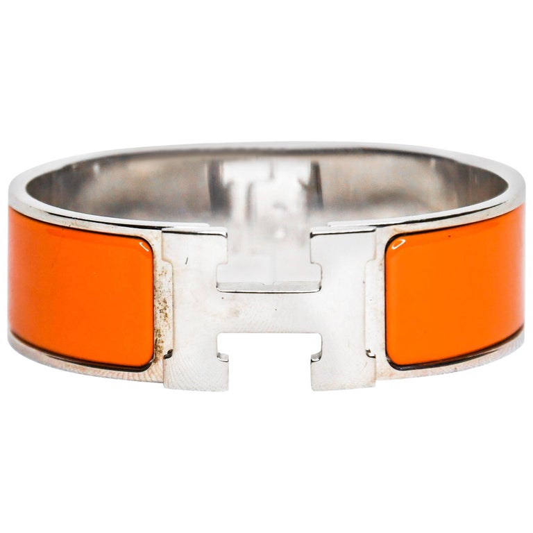 Hermès Clic Clac H Bracelet Orange Palladium Hardware at 1stDibs
