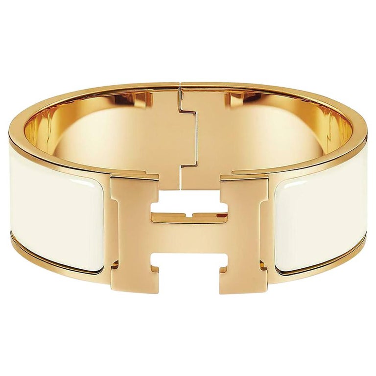 Hermès Clic Clac H Enamel and Gold Plated Bracelet at 1stDibs
