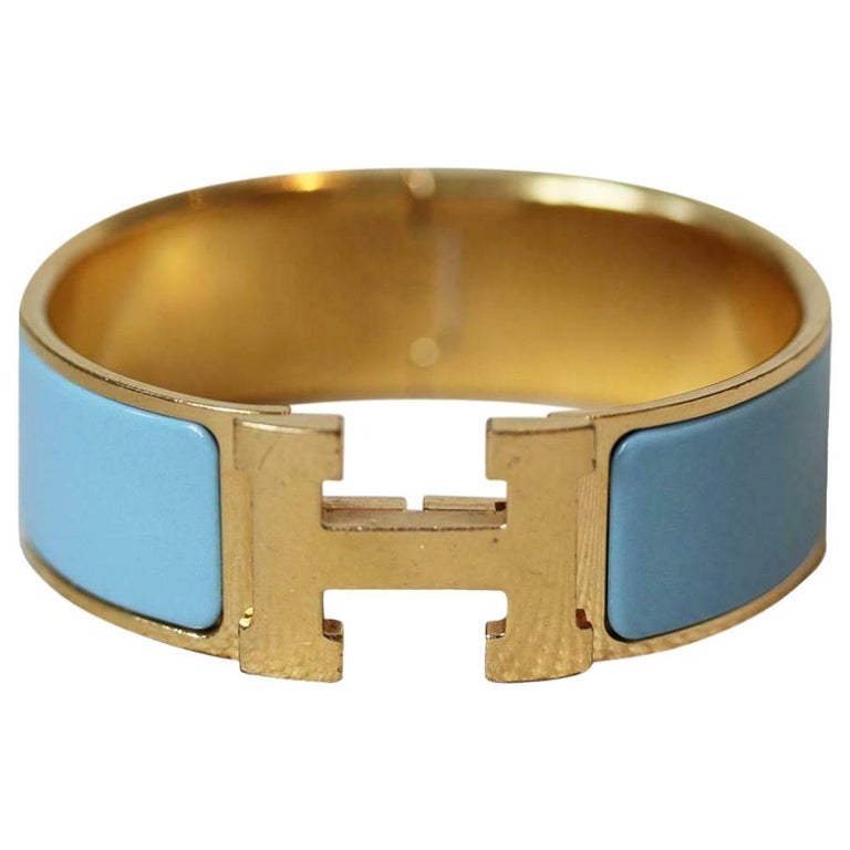 Hermès Clic Clac H Enamel and Gold Plated Bracelet at 1stDibs