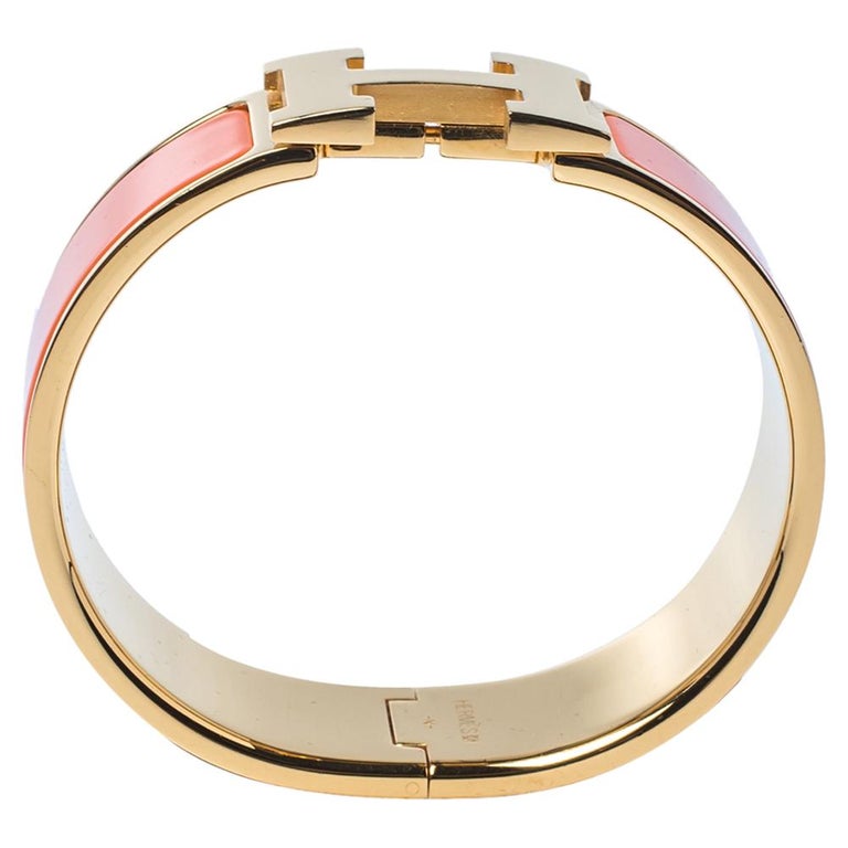 Hermes Clic Clac H Orange Enamel Gold Plated Wide Bracelet PM at 1stDibs | hermes orange clic ...