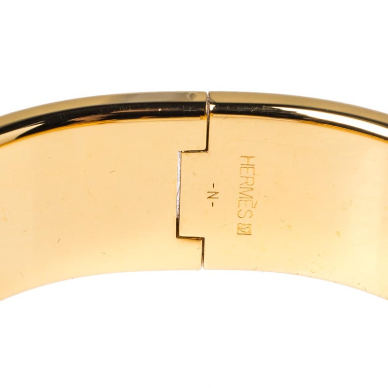 Hermes Clic Clac H Orange Enamel Gold Plated Wide Bracelet PM at 1stDibs | hermes orange clic ...