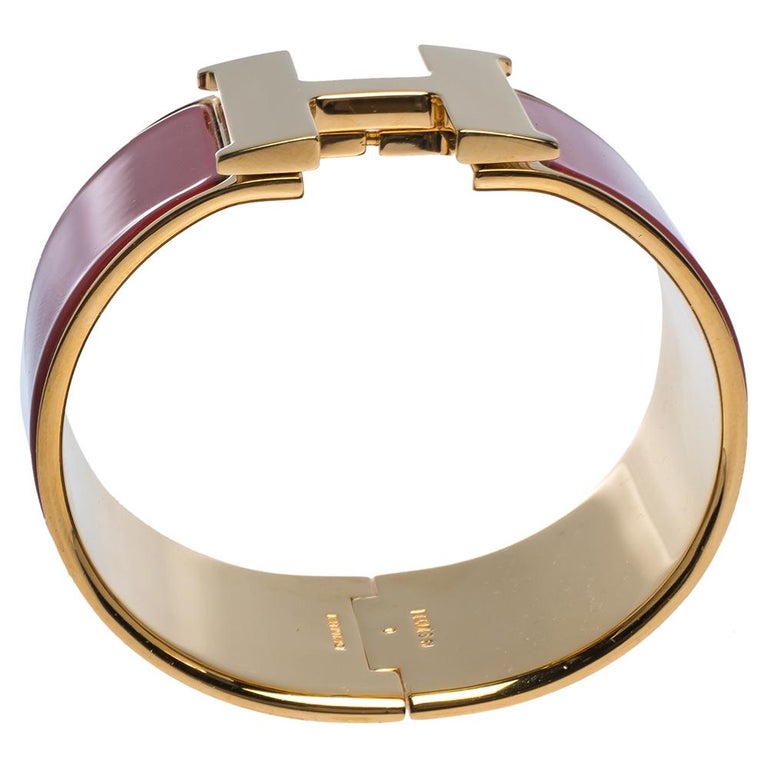Hermes Clic Clac H Red Enamel Gold Plated XL Bracelet GM at 1stDibs