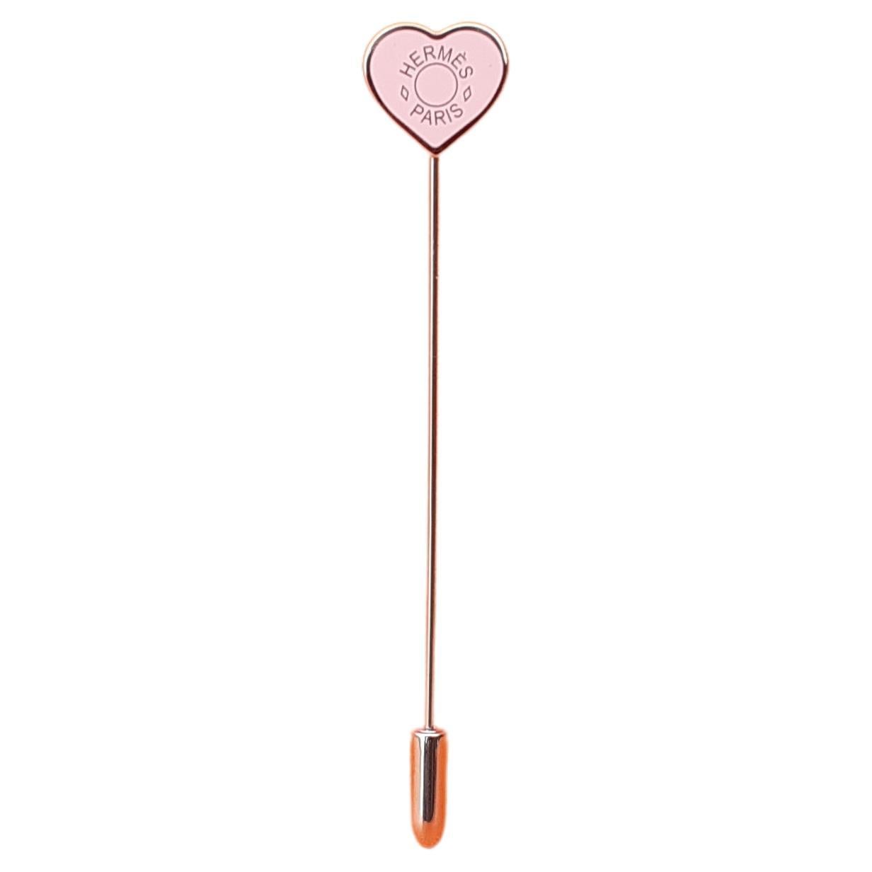 Hermès Clou de Coeur Hat Heart Shaped Pin Brooch Pink Silver-Tone NIB ...