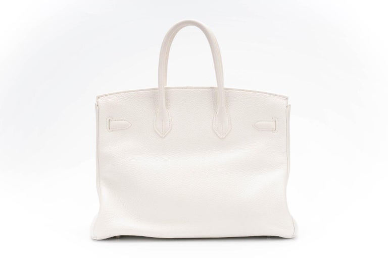 Hermes Club Birkin 35 White with Sanguine Lizard stripes and Gris Perle ...