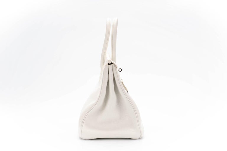 Hermes Club Birkin 35 White with Sanguine Lizard stripes and Gris Perle ...