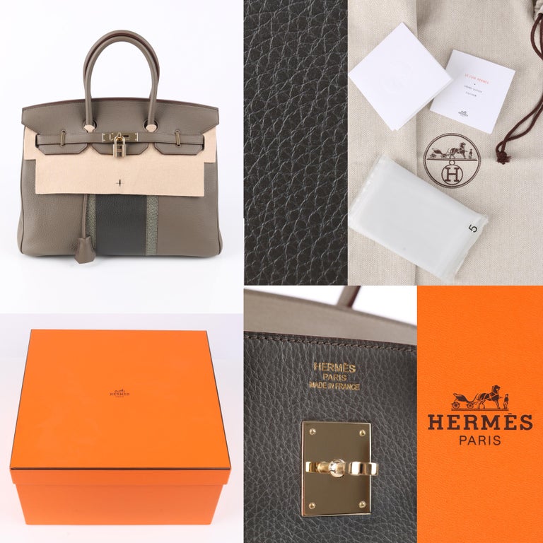 HERMES Club Birkin Ltd Ed 35 Etain Graphite Clemence Leather Gris Fonce ...