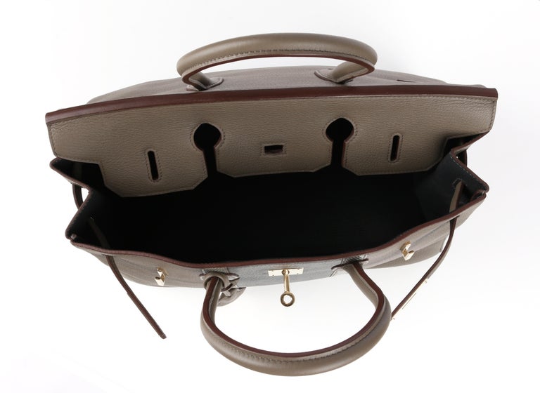 HERMES Club Birkin Ltd Ed 35 Etain Graphite Clemence Leather Gris Fonce ...