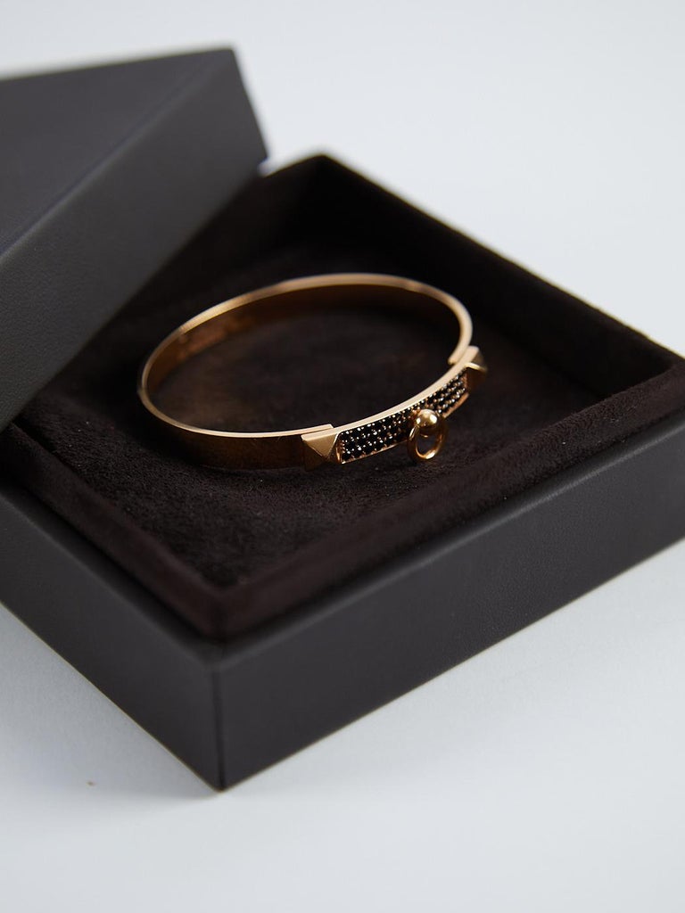 HERMÈS COLLIER DE CHIEN BRACELET Rose Gold and Black with Spinel ...