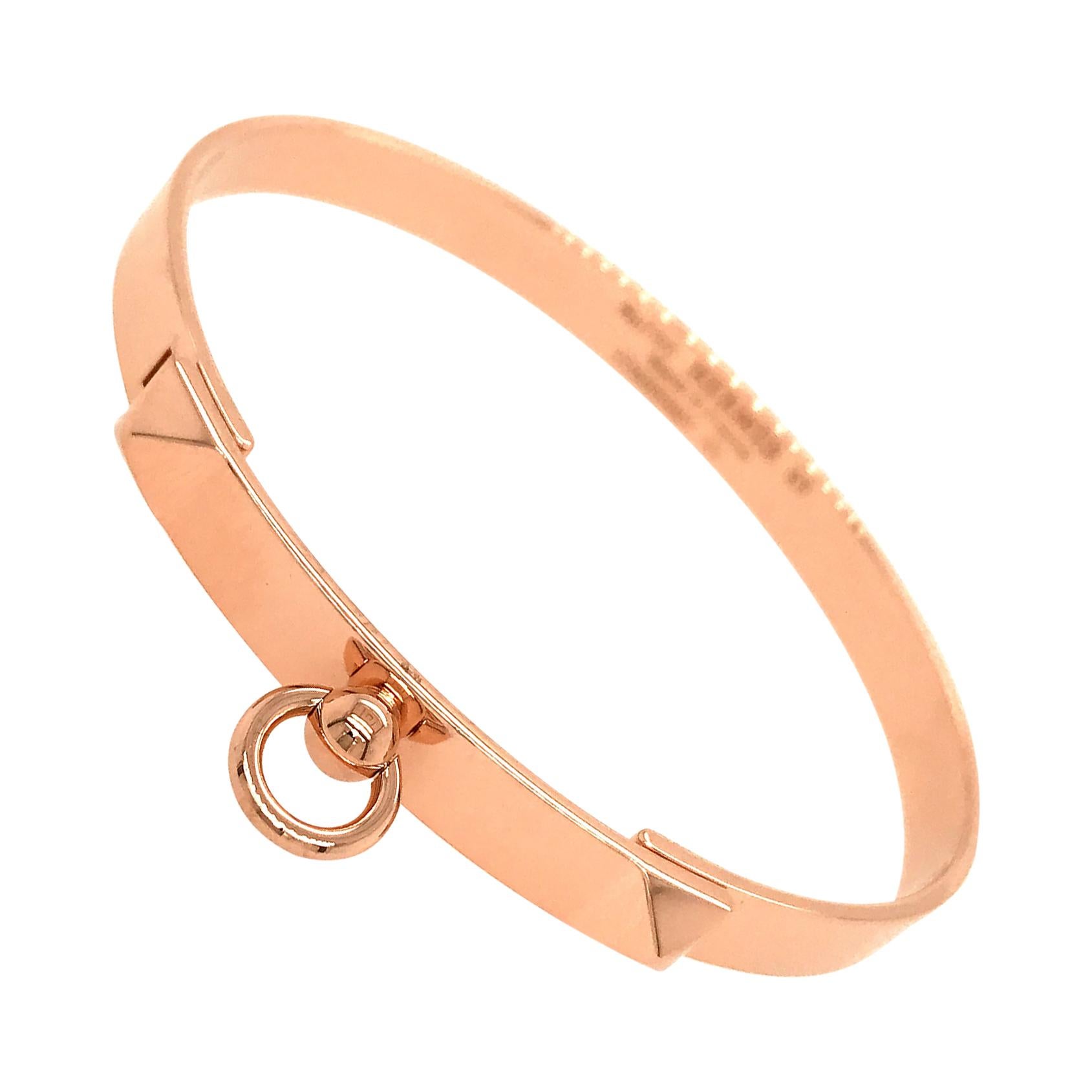 Bracelet jonc Collier de Chien en or blanc 18 carats et diamants Hermès ...