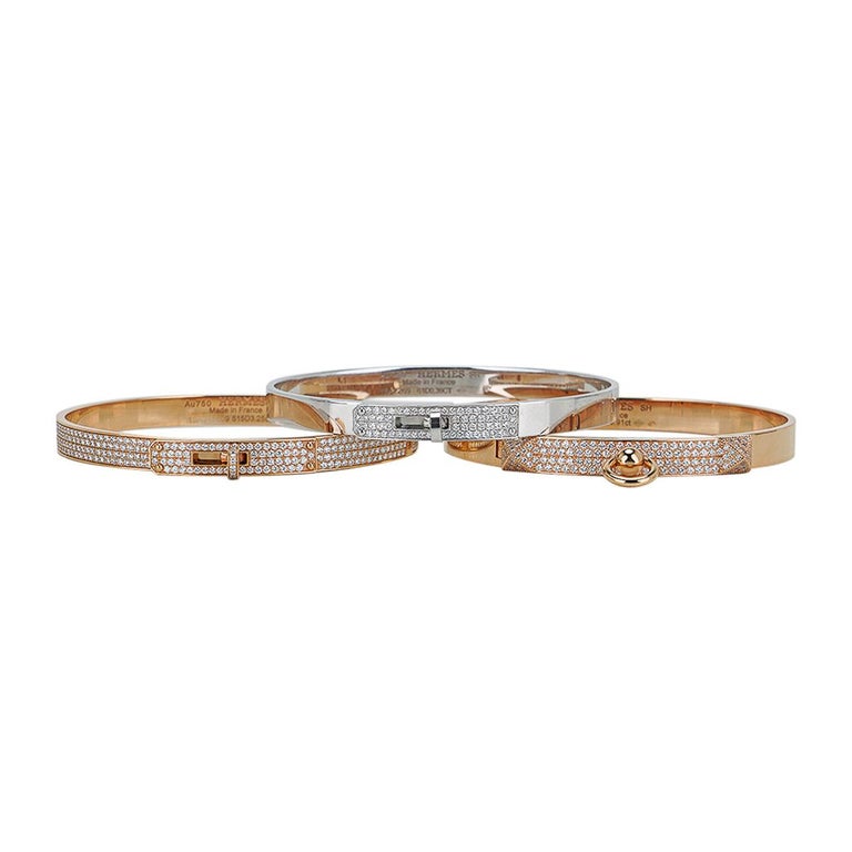 Hermes Collier De Chien Diamond Bracelet Small Model 18K Yellow Gold SH ...