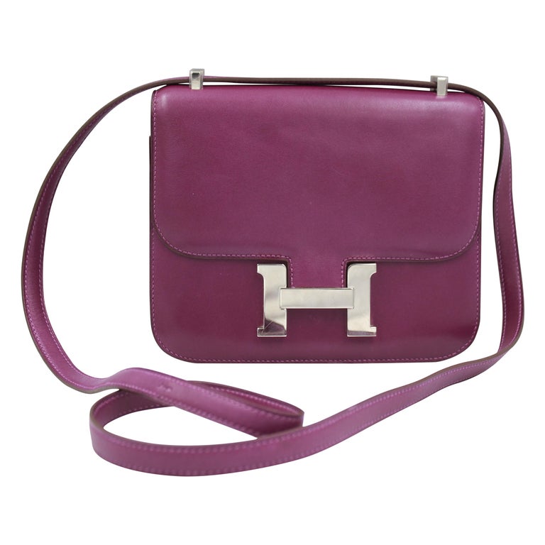 Hermes Constance 18 handbag in purple leather. at 1stDibs