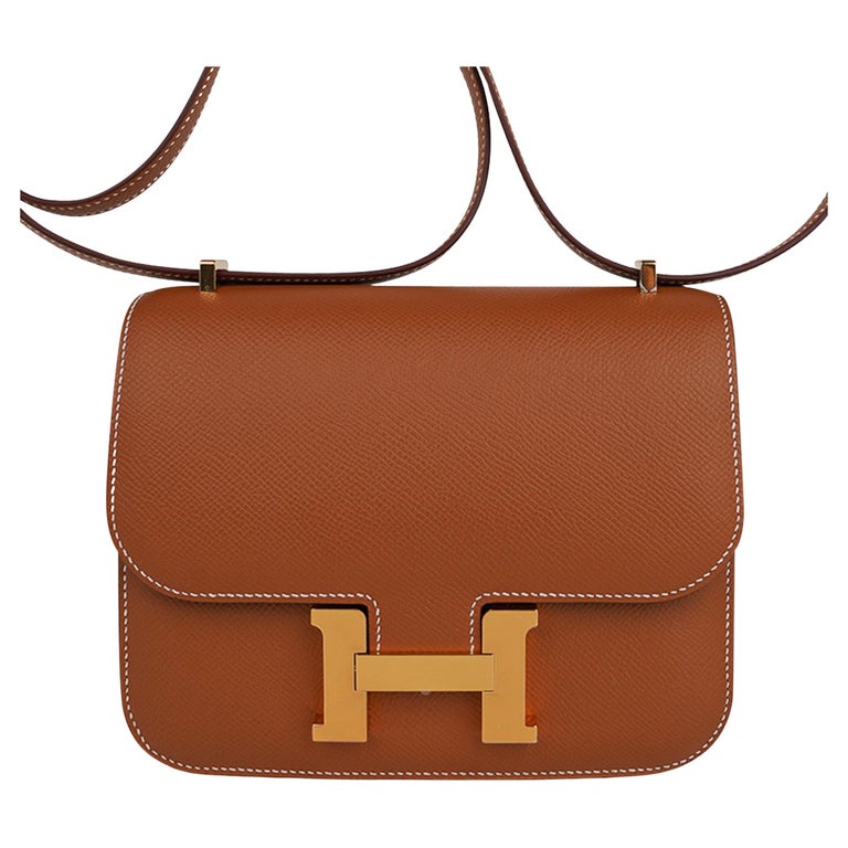 Hermes Constance 18 Mini Bag Gold w/ Gold Hardware Epsom Leather at 1stDibs