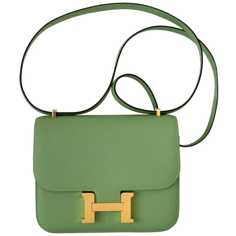 Hermes Constance 18cm Vert Criquet Epsom Gold Hardware Bag For Sale at ...