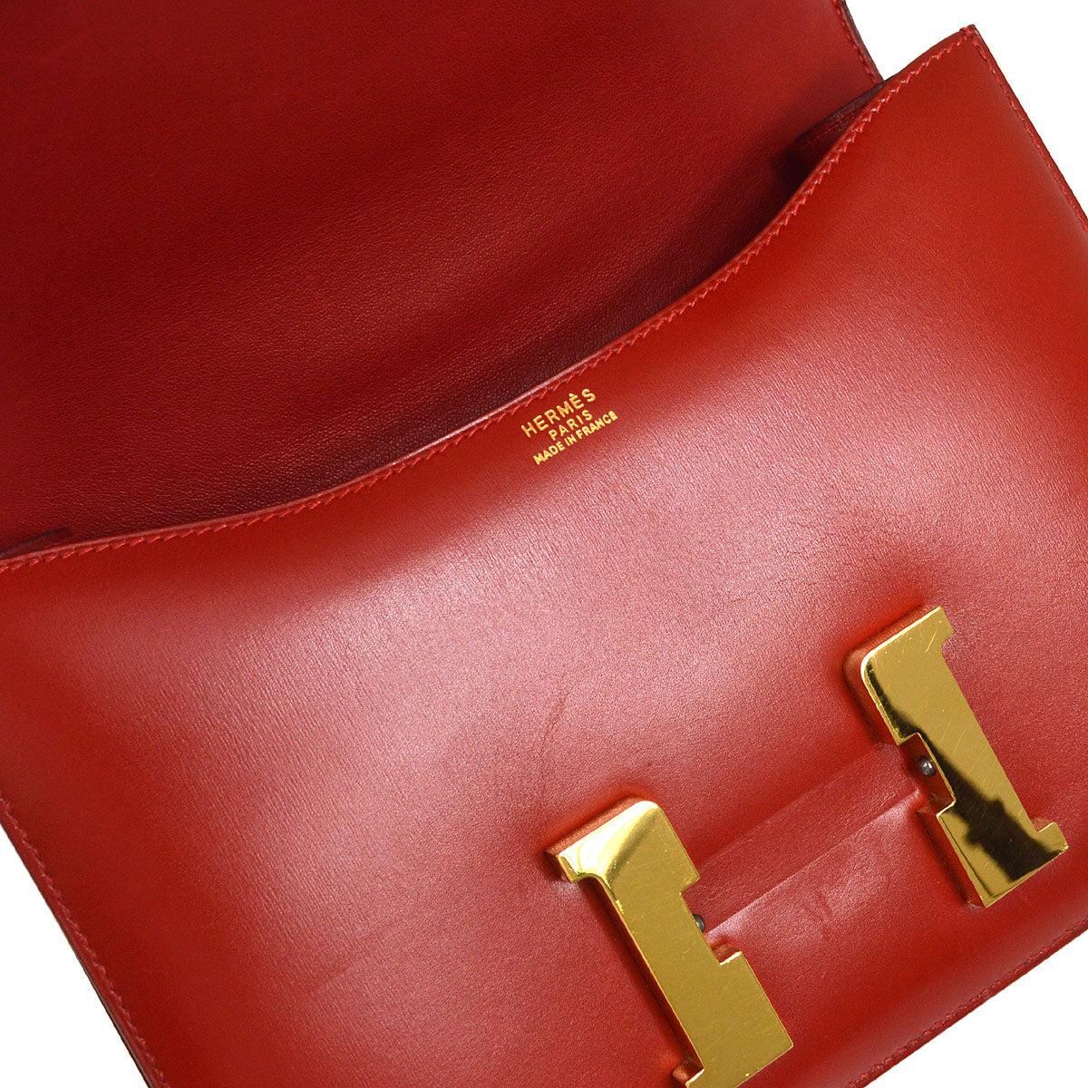 HERMES Constance 23 Red Box Calfskin Leather Gold Shoulder Bag For Sale ...