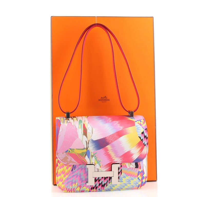 Hermes Constance Bag Limited Edition Marble Printed Silk 24 For Sale at ...
