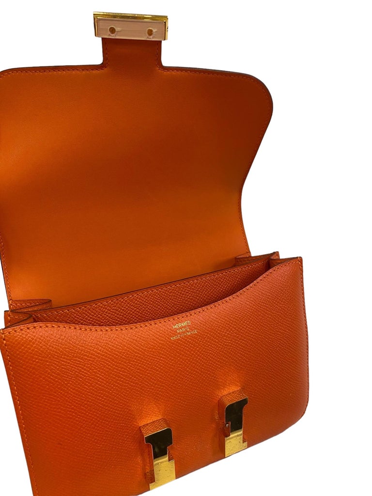 Hermes Constance Mini Epsom Orange And Gold For Sale at 1stDibs