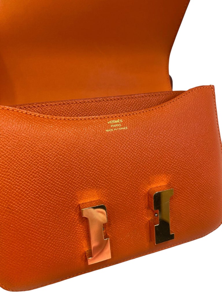 Hermes Constance Mini Epsom Orange And Gold For Sale at 1stDibs