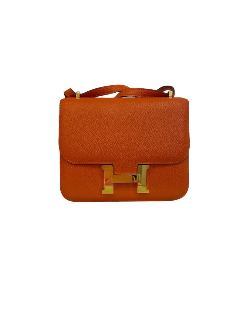 Hermes Constance Mini Epsom Orange And Gold For Sale at 1stDibs