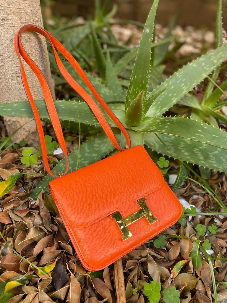 Hermes Constance Mini Epsom Orange And Gold For Sale at 1stDibs