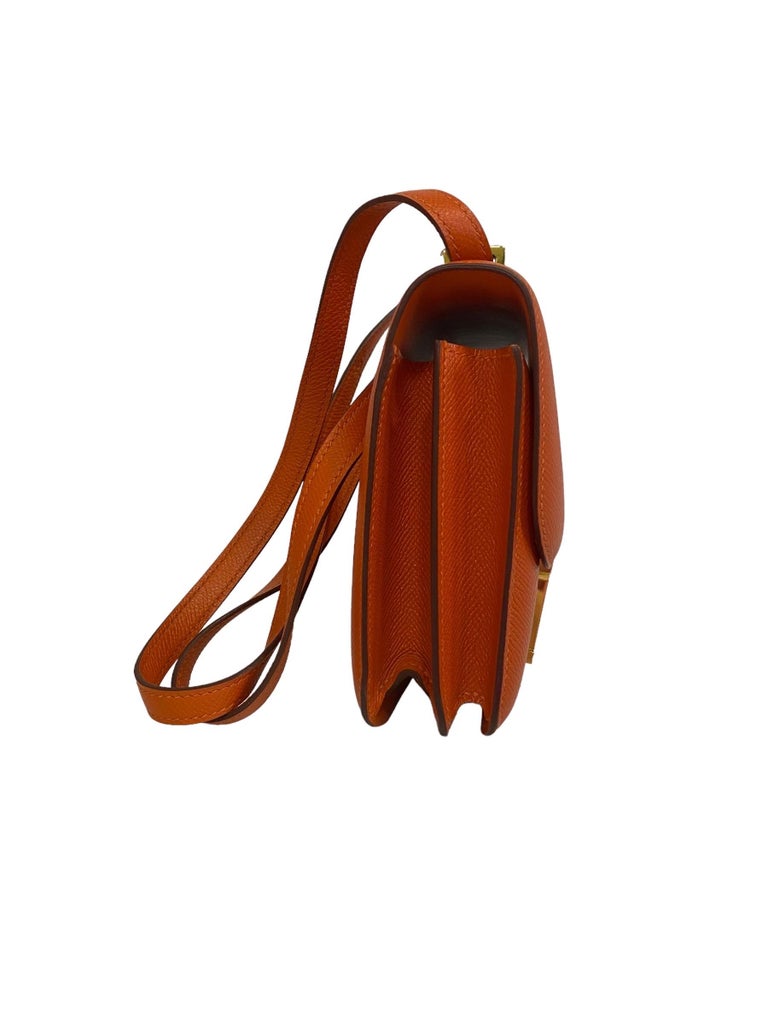 Hermes Constance Mini Epsom Orange And Gold For Sale at 1stDibs