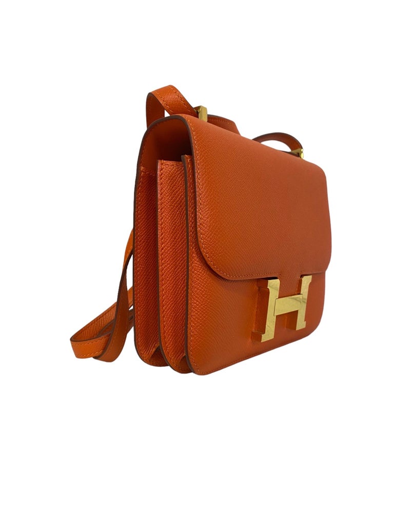 Hermes Constance Mini Epsom Orange And Gold For Sale at 1stDibs