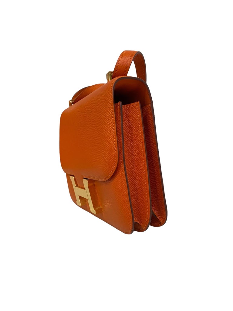 Hermes Constance Mini Epsom Orange And Gold For Sale at 1stDibs