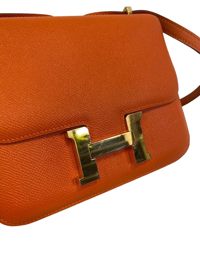 Hermes Constance Mini Epsom Orange And Gold For Sale at 1stDibs